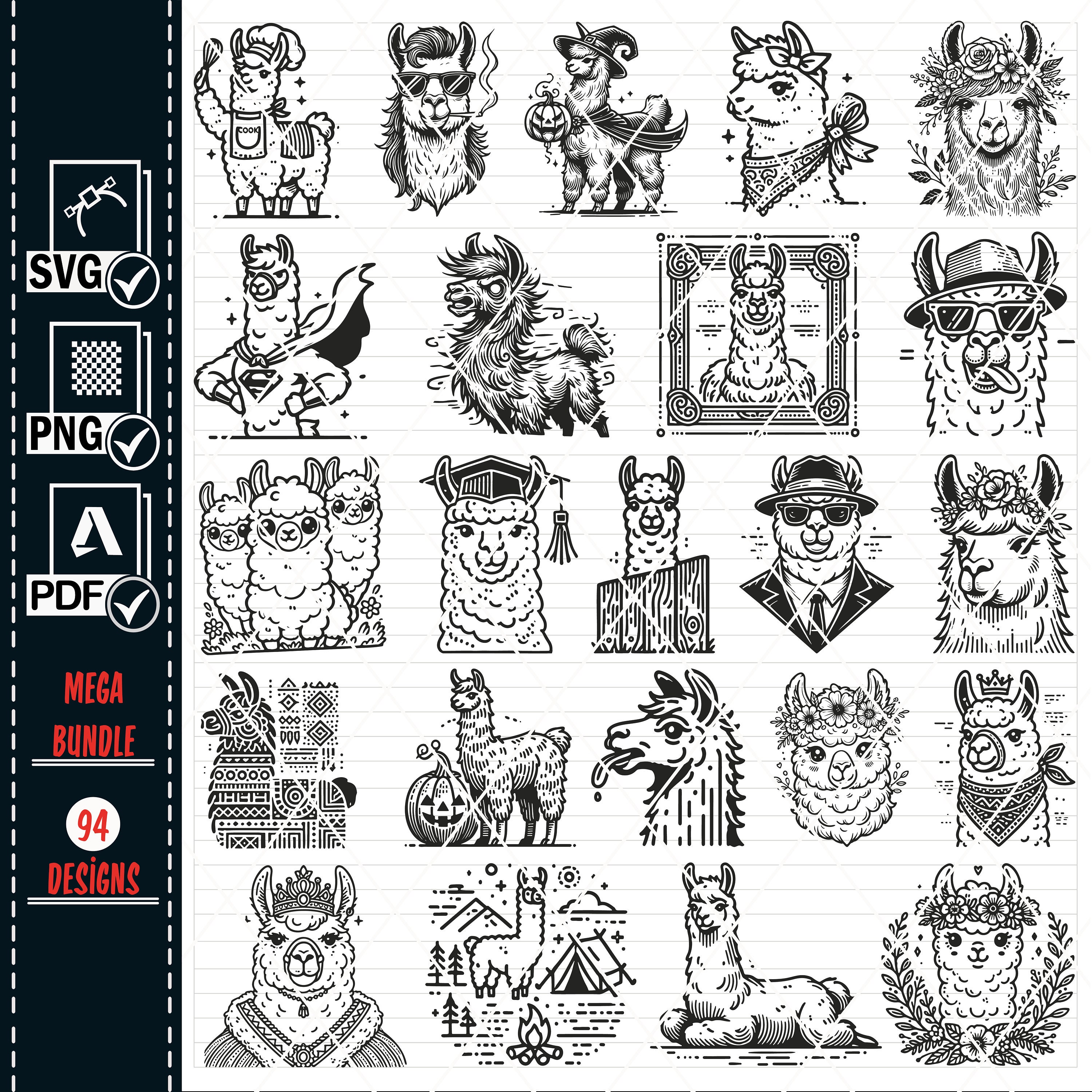 Llama SVG Mega Bundle, 94 Designs (digital Download) - Etsy