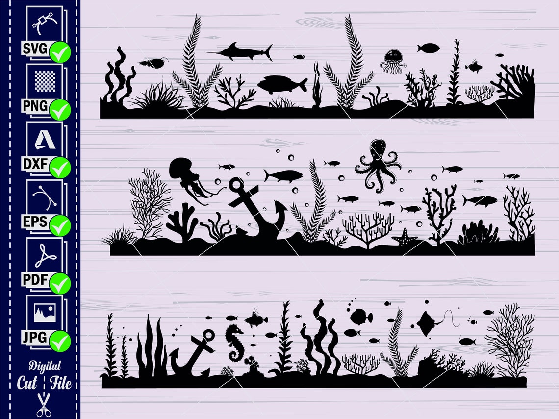 Sea Scene Svg Underwater World Svg Undersea With Fish Svg - Etsy UK