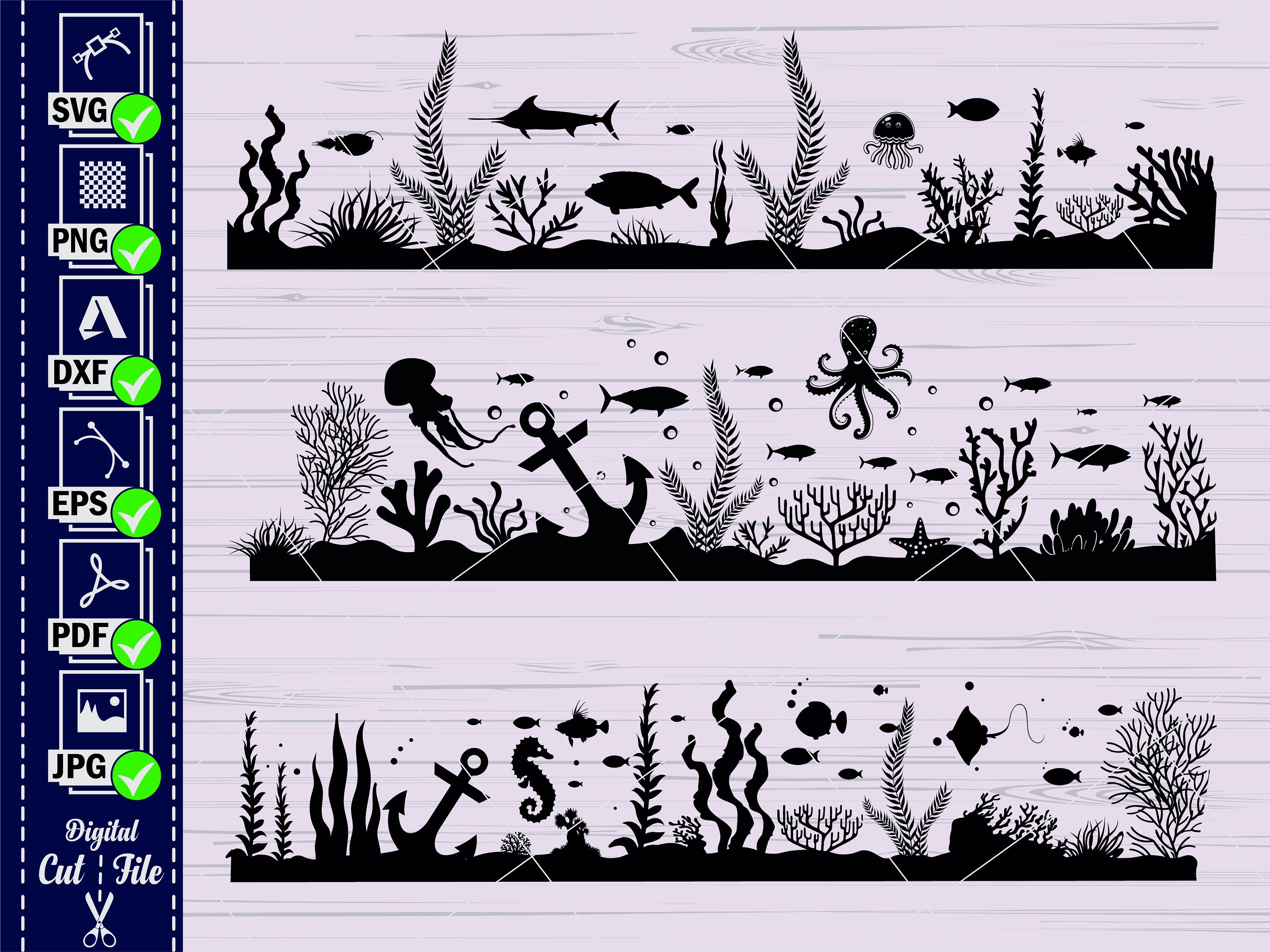 Sea Scene Svg Underwater World Svg Undersea With Fish Svg - Etsy UK