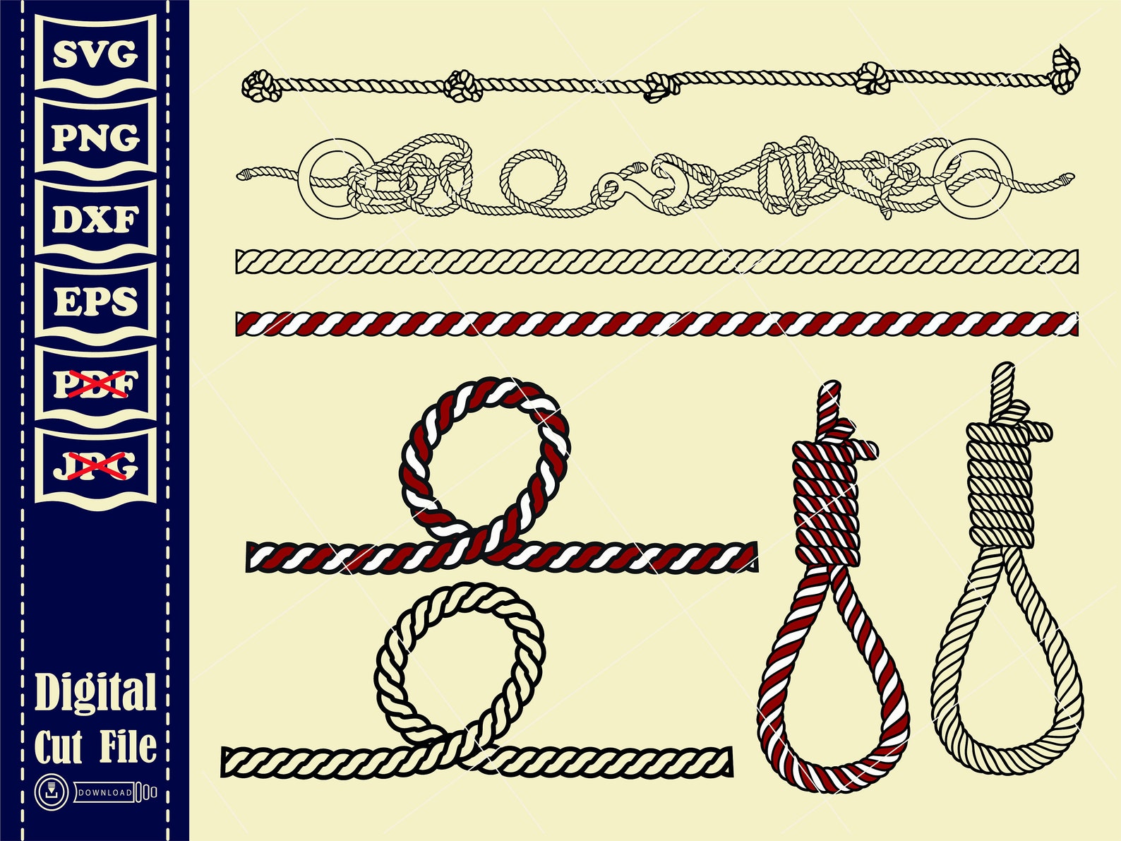Rope SVG Bundle Nautical Knot Svg Rope Dxf Rope Png Rope - Etsy