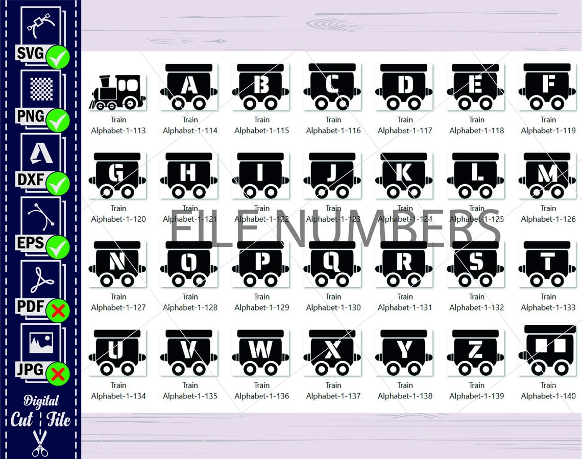 Train Alphabet SVG Font, Cut Files (png, Dxf, Eps) - Etsy