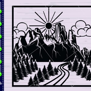 Geometric Mountain Svg, 1, Mountains Svg, Waterfall Landscape Tattoo ...