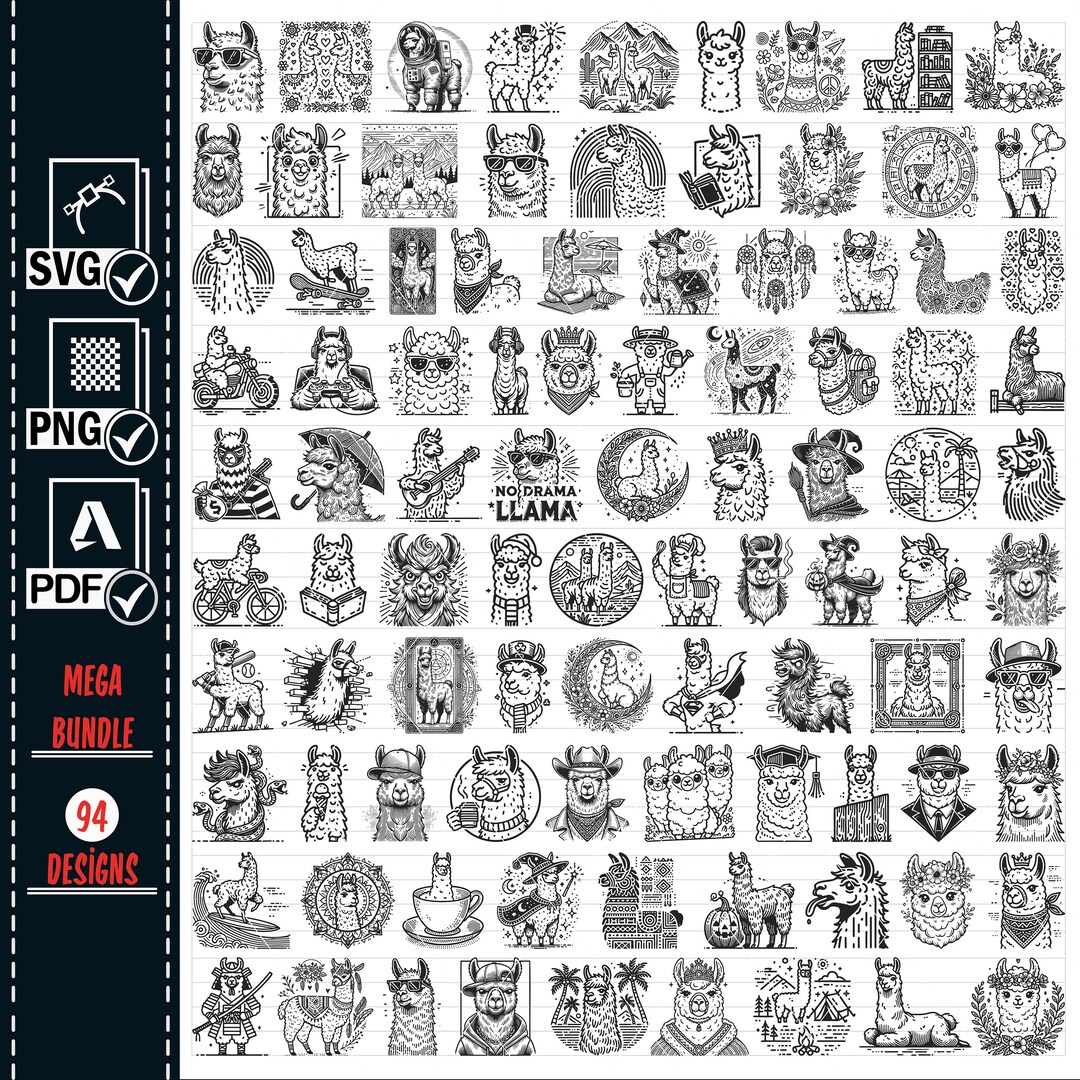 Llama SVG Mega Bundle, 94 Designs (digital Download) - Etsy