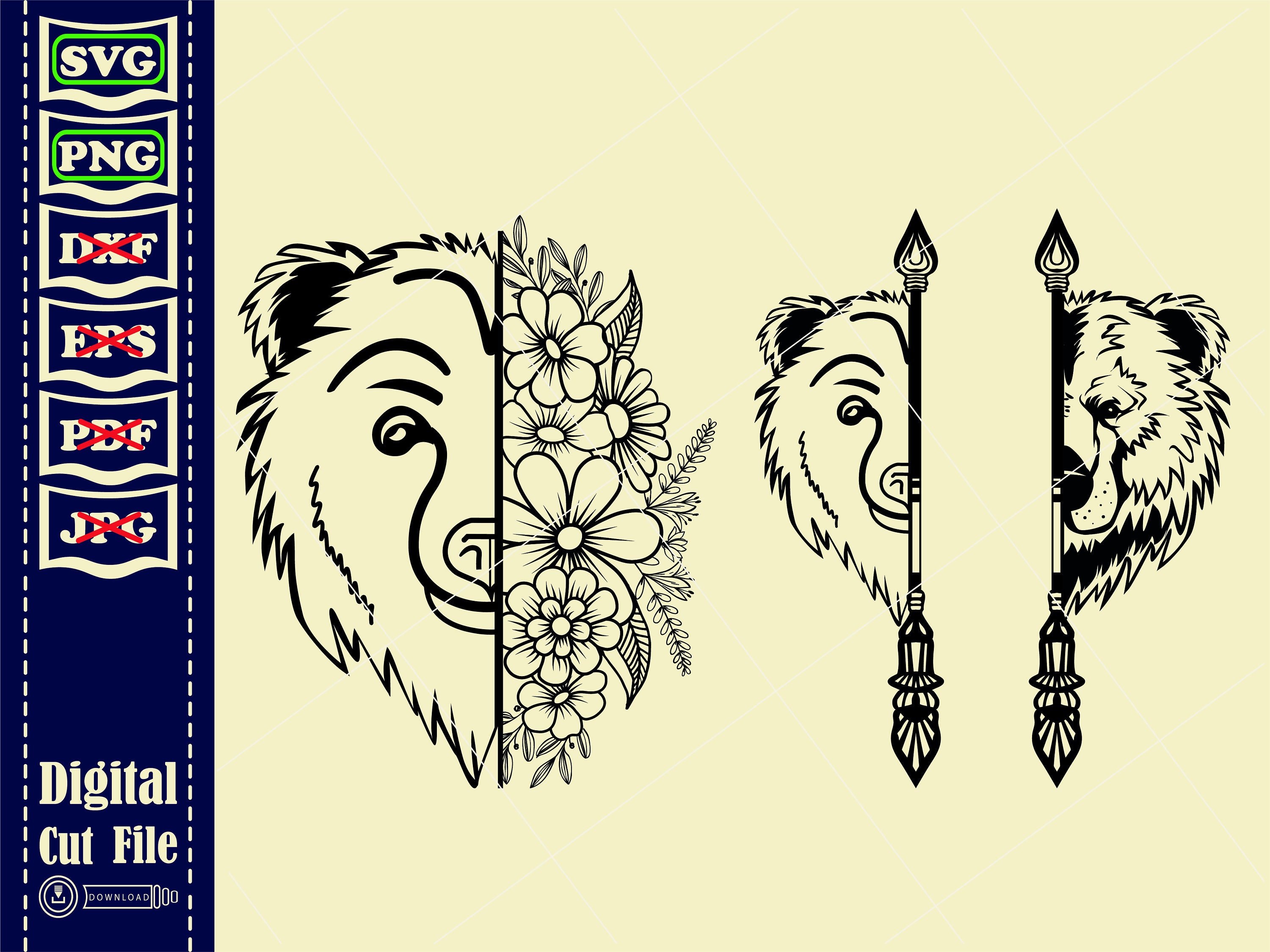 Bear Svg Bundle 3 Floral Bear Svg Bear Family Svg Family - Etsy