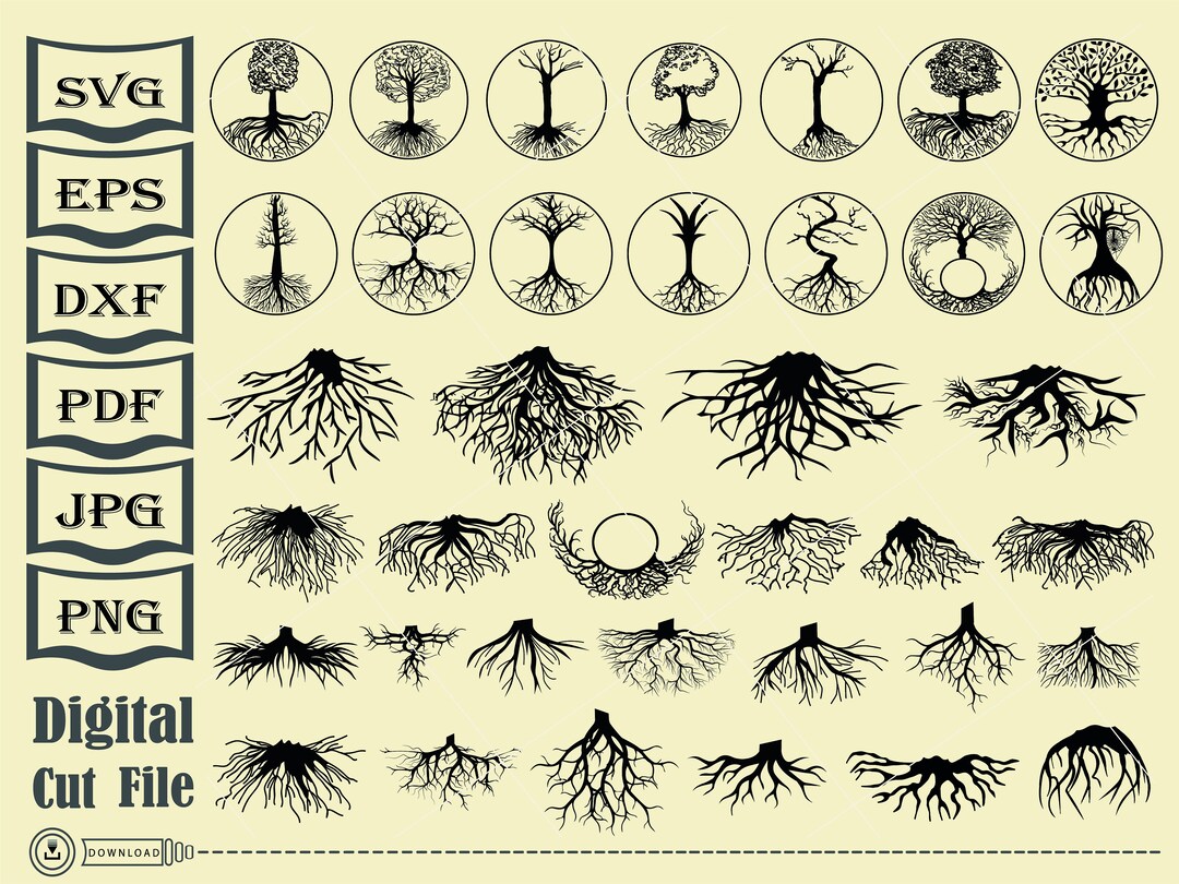 Roots SVG Bundle, Tree Roots SVG, Roots Clipart, Roots Cut Files For ...