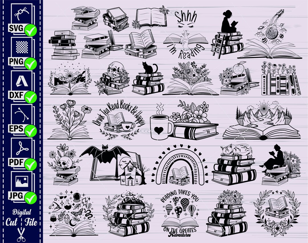 BOOKS SVG 2 Books Lover Bundle SVG Love to Read Svg - Etsy