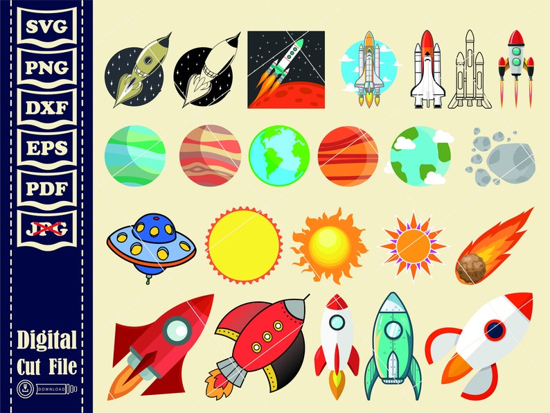Space Rocket Launch SVG Galaxy Space SVG Bundles Rocketship | Etsy