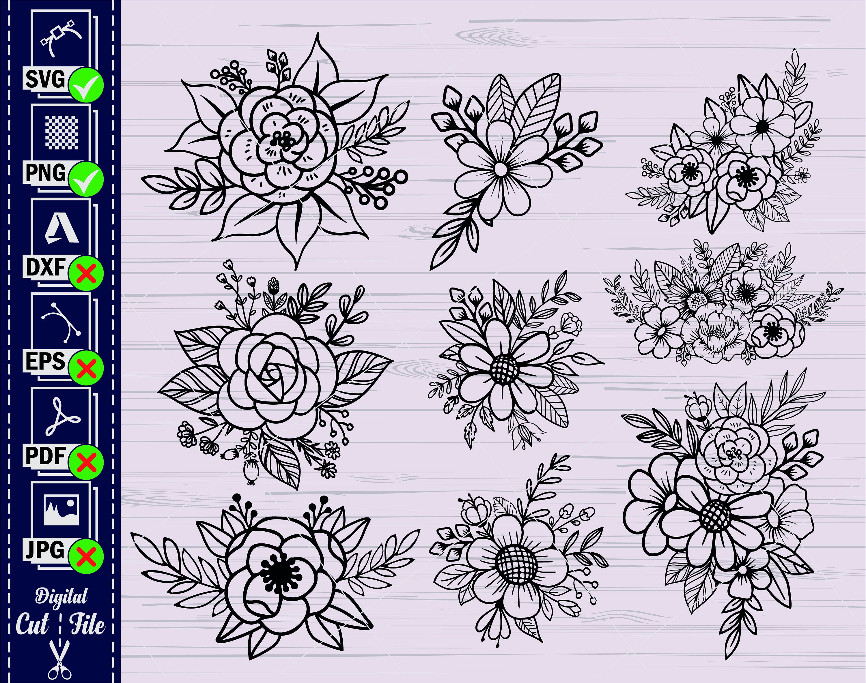 Blumen SVG Bundle1 Floral Svg Blumenarrangement Svg - Etsy.de