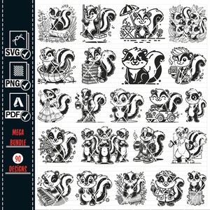 SKUNK SVG PNG Mega Bundle, Floral Skunk Svg, Cute Skunk Clipart, Hand ...