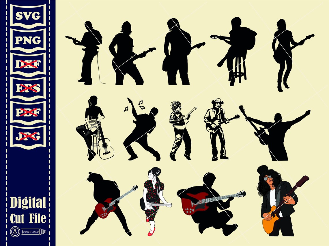 Guitar SVG Guitar Clipart Music Svg Guitarist Gir Winged - Etsy