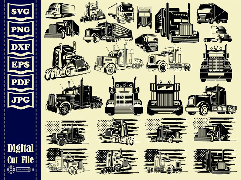 Truck Svg US Semi Truck Digital Downloads US Semi Truck Svg - Etsy