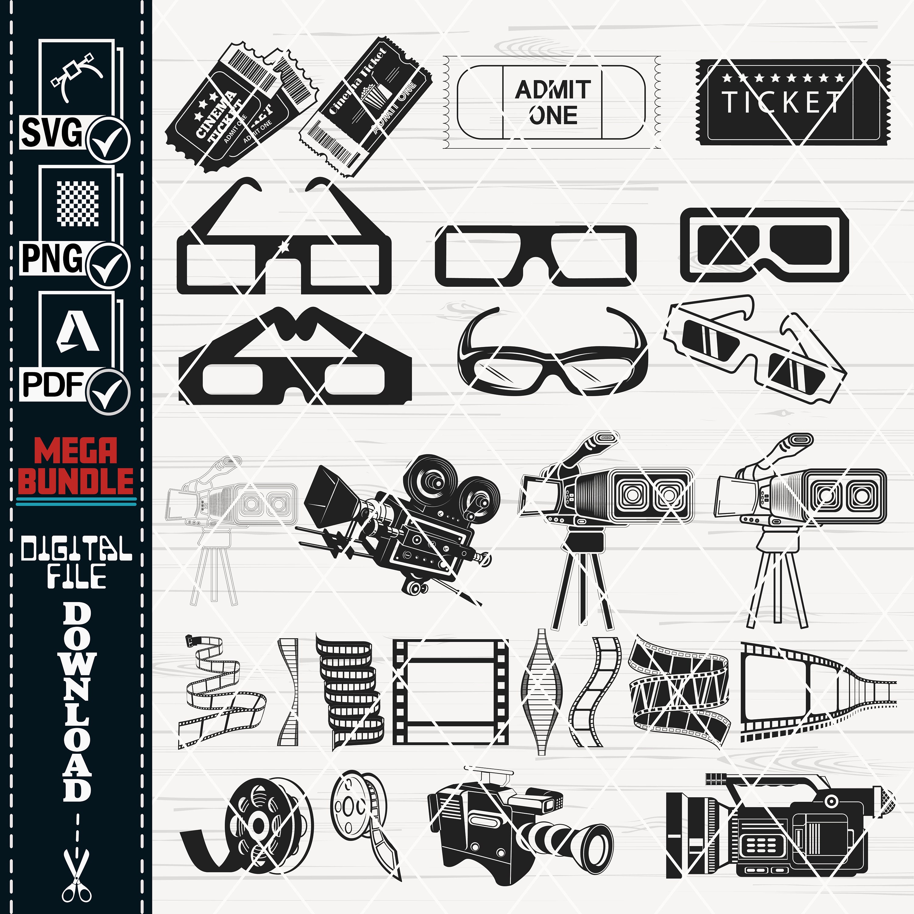 Film SVG Mega Bundle, Cinema Clipart (digital Download) - Etsy
