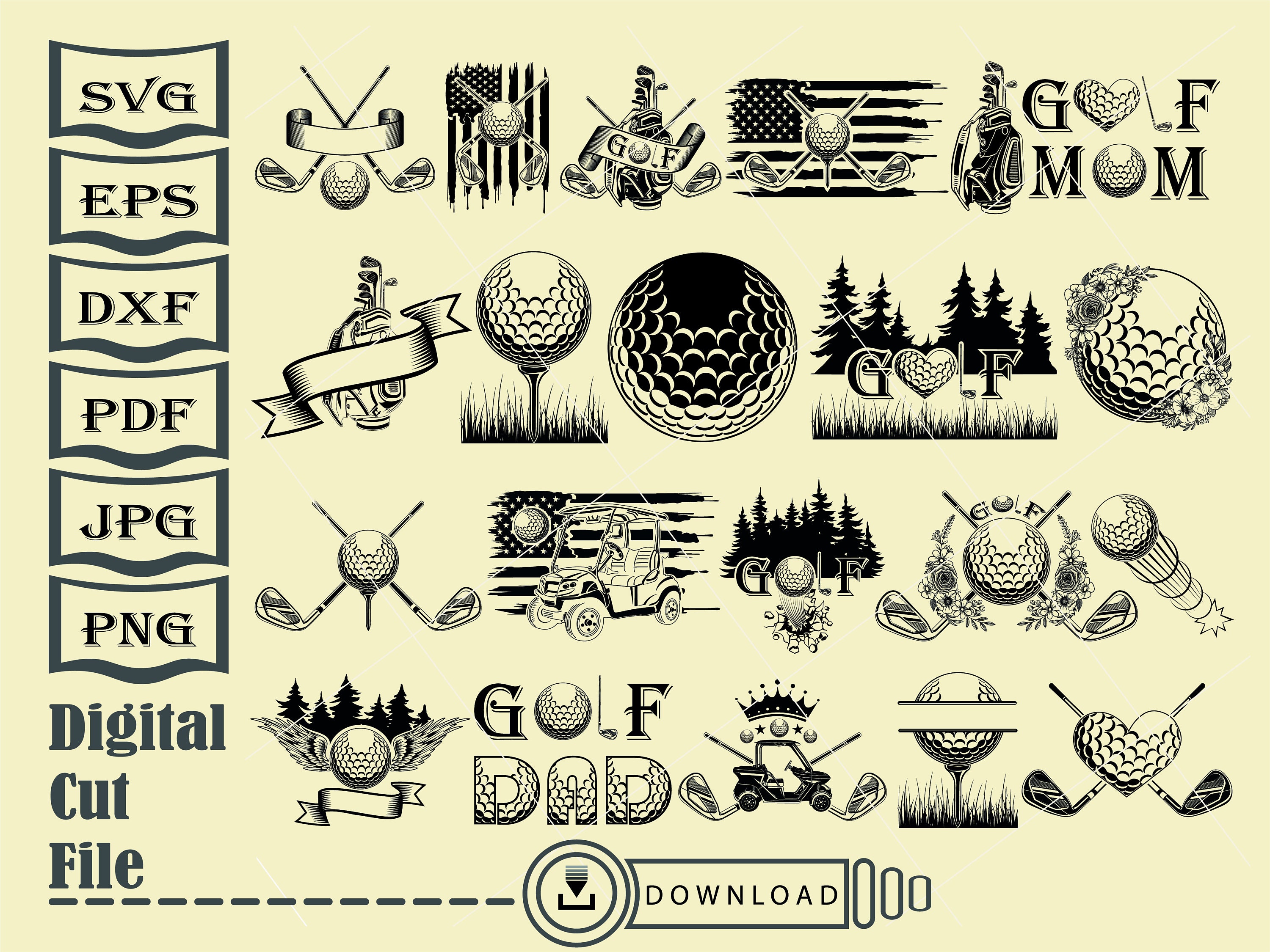 GOLF SVG Bundle 3 Golf Ball Svg Golf Club Svg Golf | Etsy UK