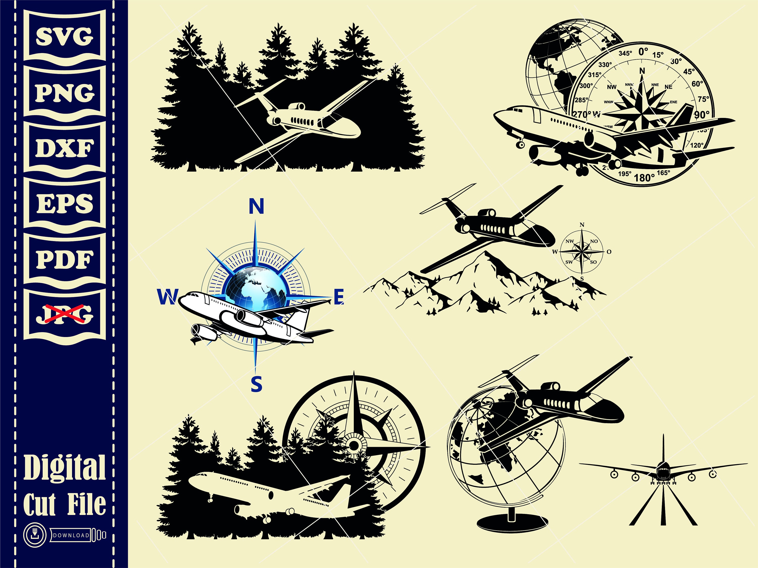 Airplane Svg 2 Airplane With Forest Svg Airplane With World - Etsy Canada