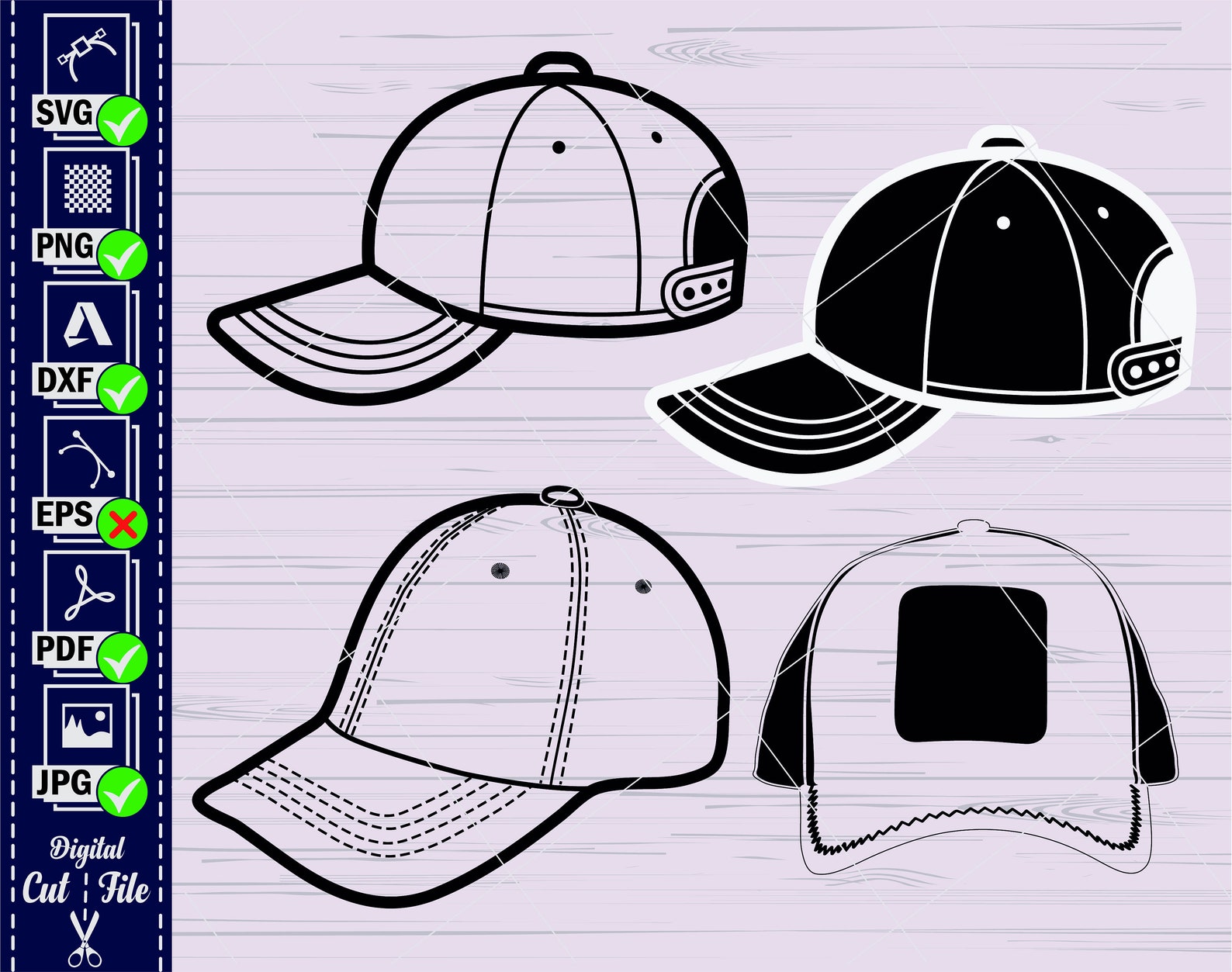 Baseball Cap SVG Files 1, Baseball Cap SVG, Baseball Cap Clipart, Cut ...