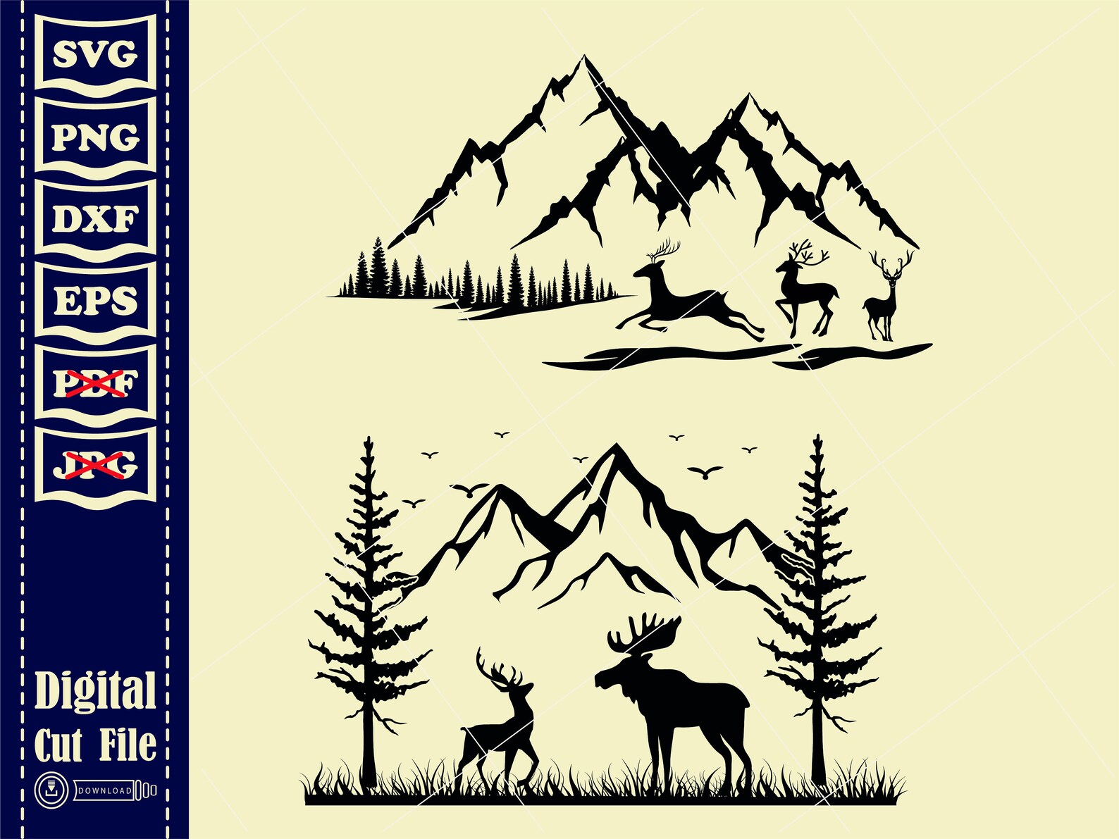 Moose in Forest Svg Moose Svg Moose Scene Svg Forest Scene - Etsy
