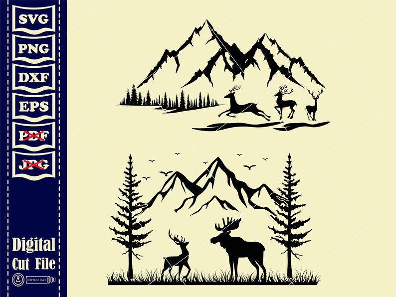 Moose in Forest Svg Moose Svg Moose Scene Svg Forest Scene - Etsy
