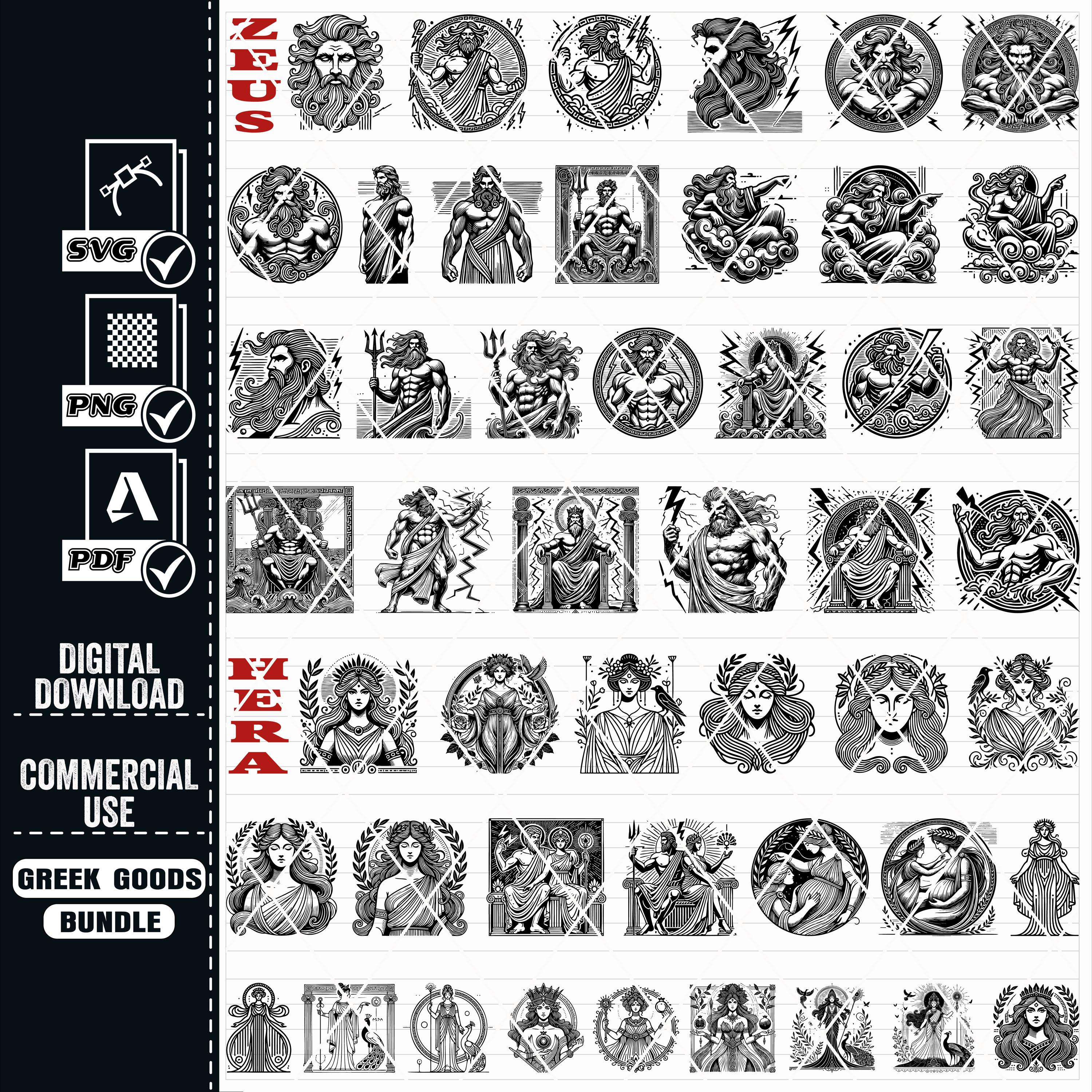 Greek God Clipart Set, Ancient Mythology Graphics (SVG, PNG, PDF) - Etsy