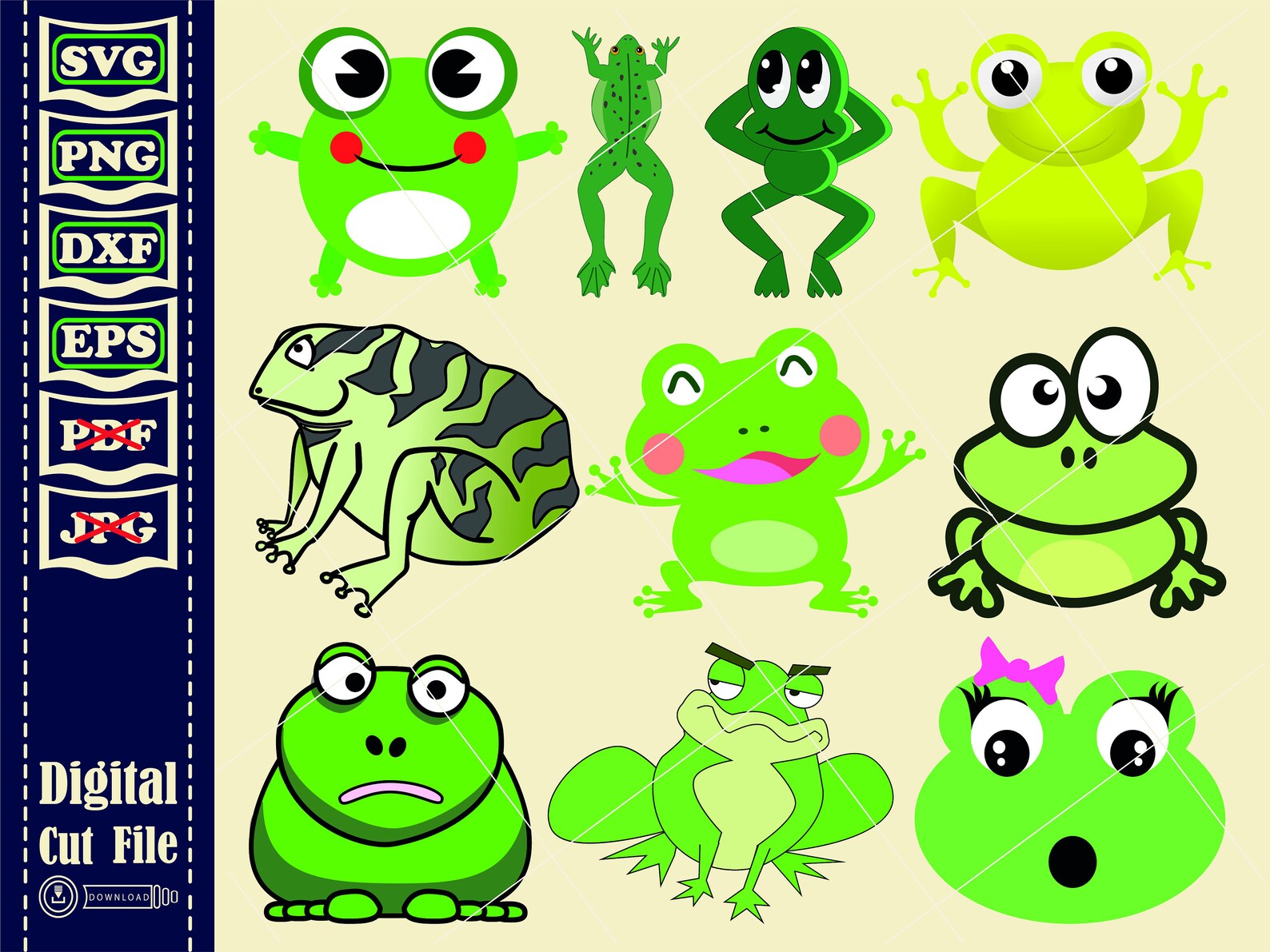 Cute Frog SVG 1 Frogs Clipart Set Clip Art Set of Frogs - Etsy