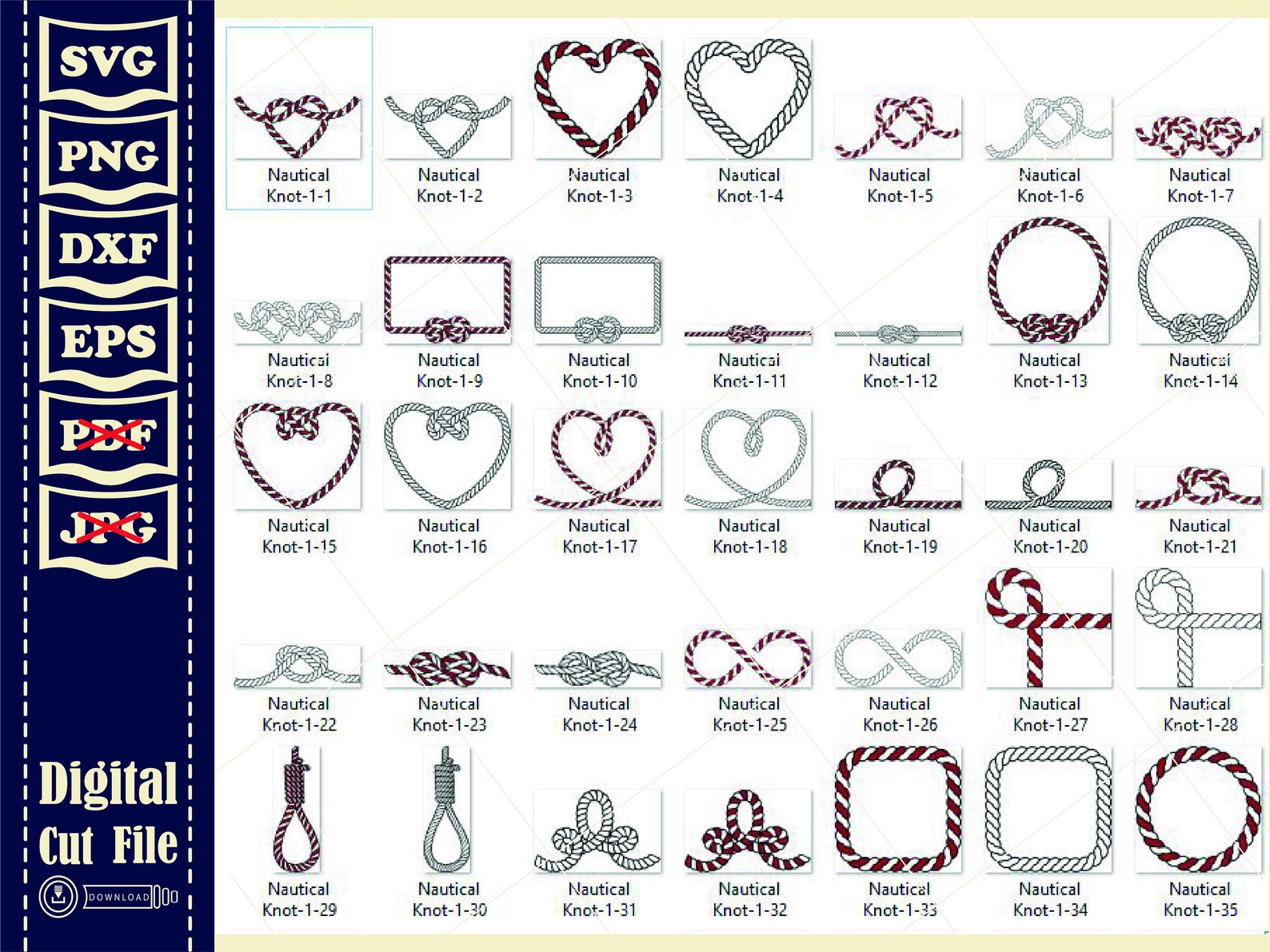 Rope SVG Bundle Nautical Knot Svg Rope Dxf Rope Png Rope - Etsy