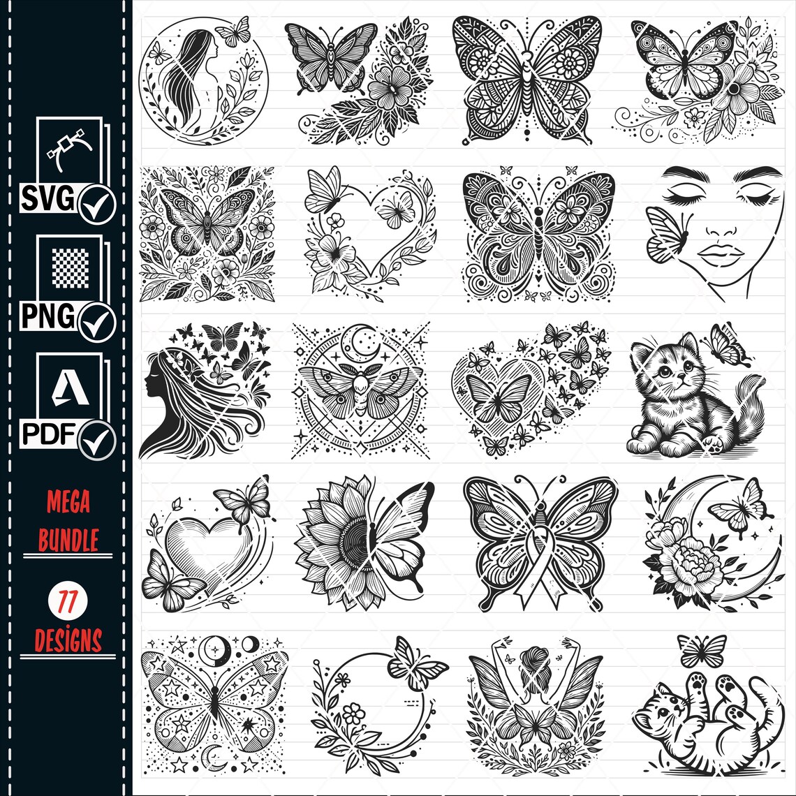 Butterfly SVG Mega Bundle, Layered Cut Files (77 Designs) - Etsy