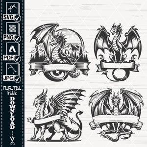 Dragon Monogram Svg Cut File, Dragon SVG Bundle, Dragon Clipart, Dragon ...