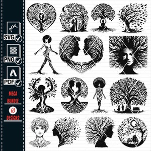 TREE SVG PNG Mega Bundle, #3, Woman Tree Svg, Lovers Tree Svg, Tree of ...