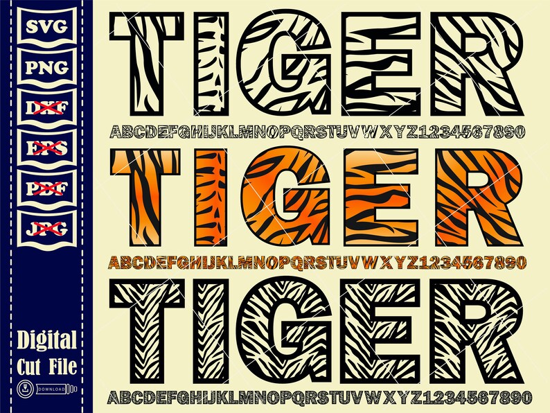 Tiger Font Svg 1 Tiger Alphabet Svg Tiger Numbers Svg - Etsy