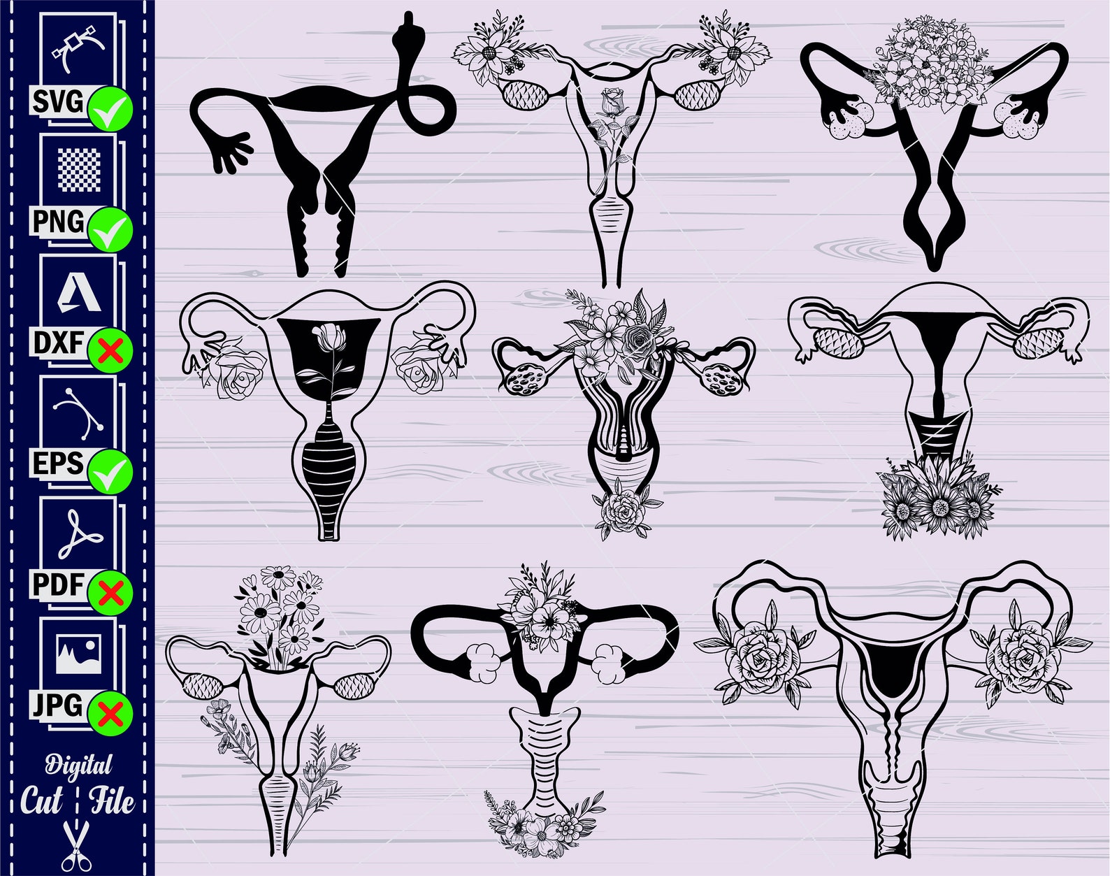 Floral Uterus SVG Pro Roe SVG Uterus With Flowers Svg - Etsy