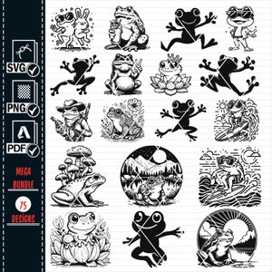 FROG SVG Png MEGA Bundle, Floral Frog Svg, Cute Frog Svg, Funny Frog ...