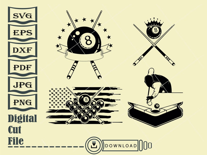 Billiards Svg Bundle 1 Snooker Svg Pool Svg Billiards - Etsy UK