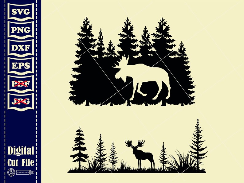 Moose in Forest Svg Moose Svg Moose Scene Svg Forest Scene - Etsy