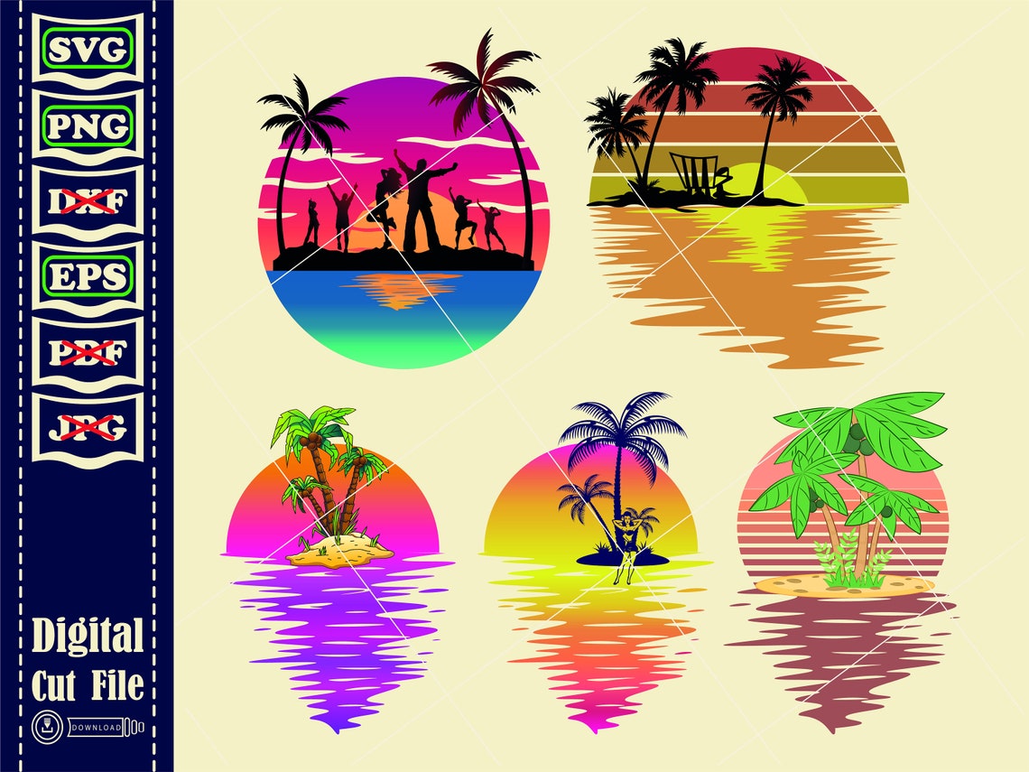 Palm Tree Svg 3 Sunset Svg Palm Beach Svg Palm Tree Sunset - Etsy