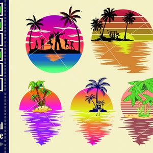 Palm Tree Svg 3 Sunset Svg Palm Beach Svg Palm Tree Sunset - Etsy