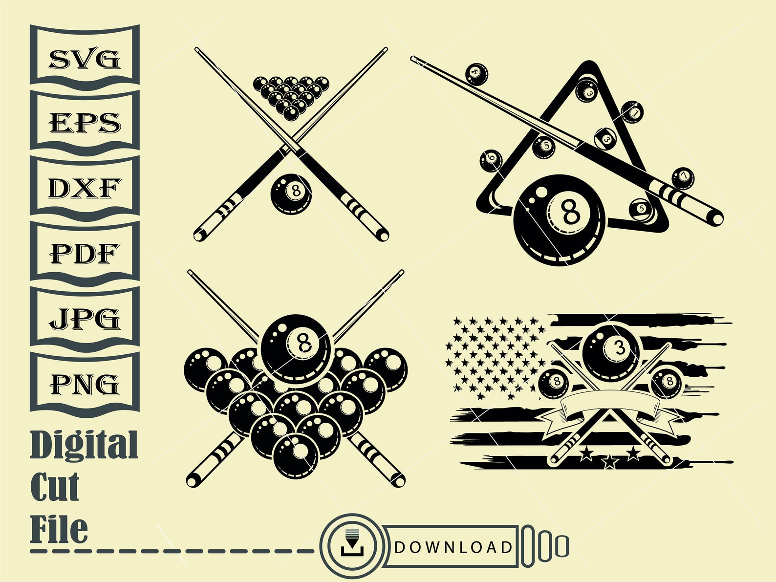 Billiards Svg Bundle 1 Snooker Svg Pool Svg Billiards - Etsy Australia