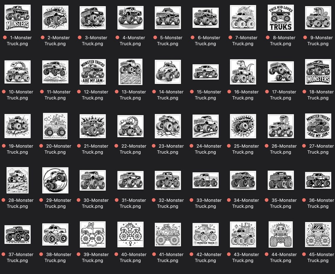 Monster Truck SVG Bundle, off Road Vector Graphics (digital Download ...