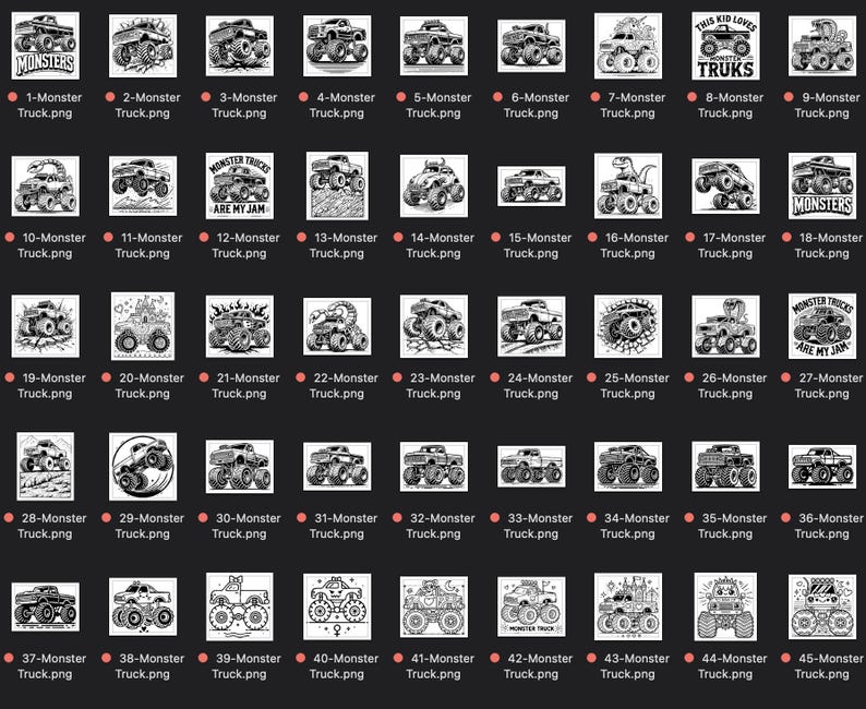 Monster Truck SVG Bundle, off Road Vector Graphics (digital Download ...