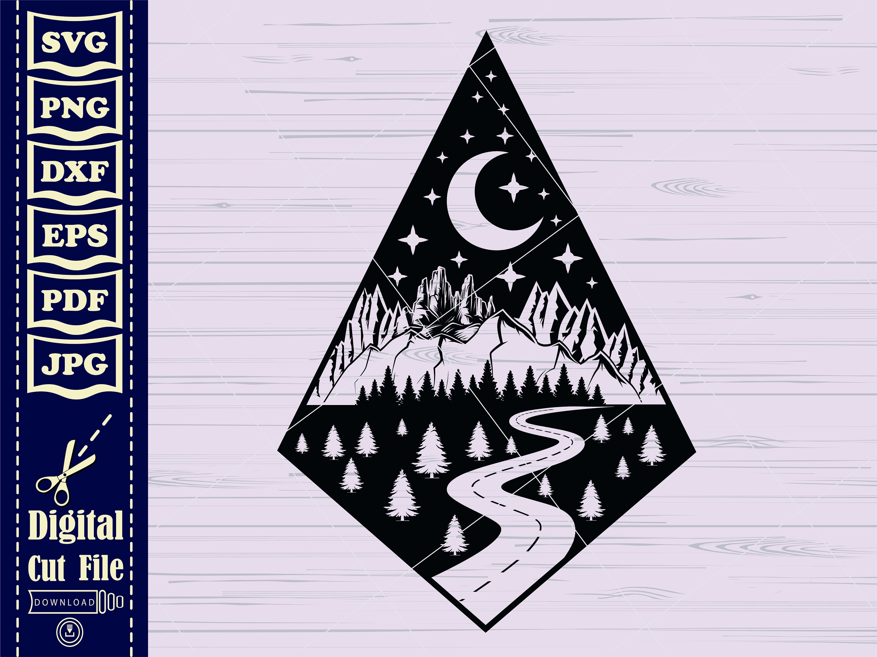 Geometric Mountain Svg Bundle 2 Mountains Svg Waterfall - Etsy