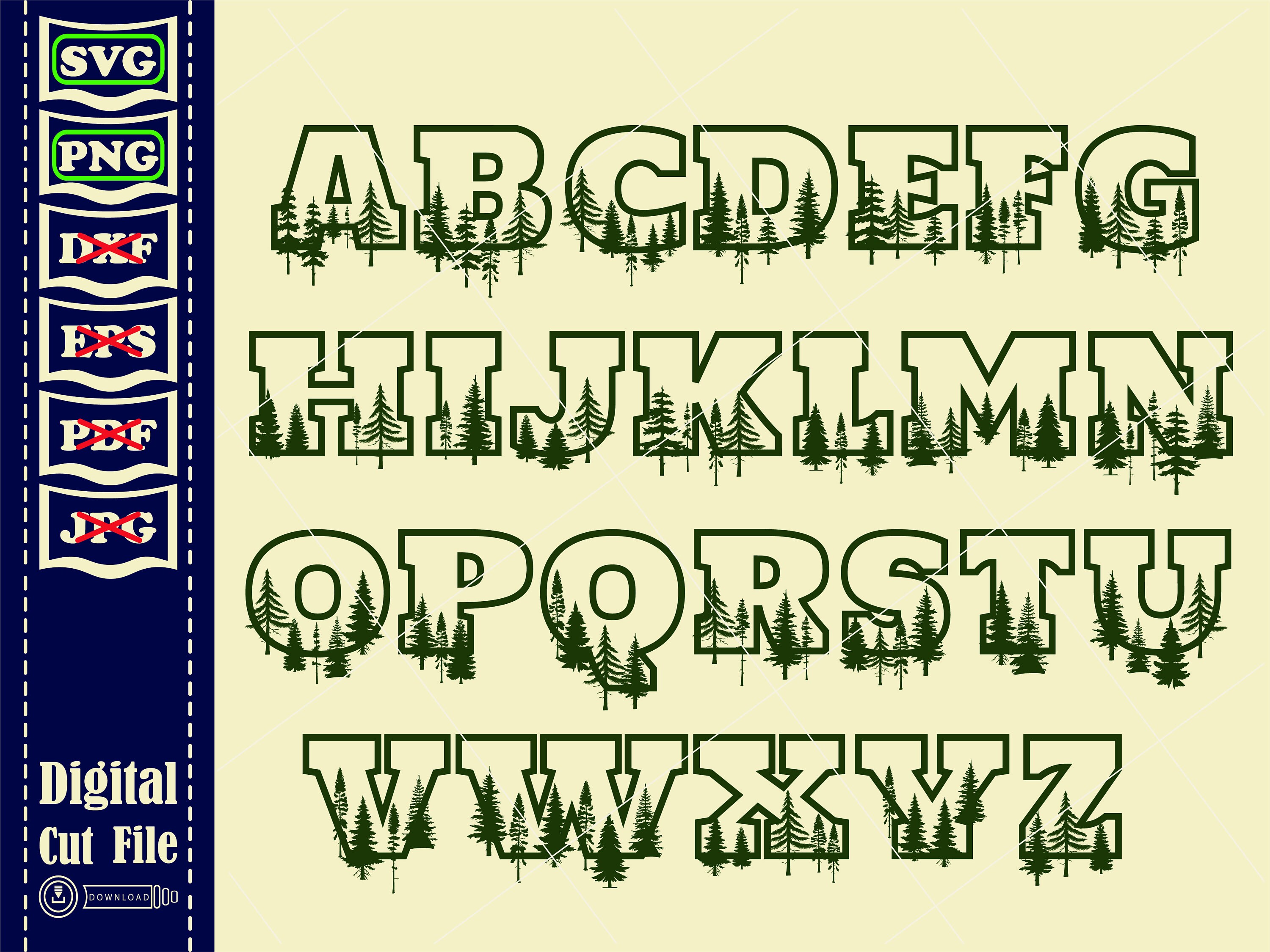 Forest Font Letters SVG Cut Files for Cricut for Silhouette | Etsy Canada