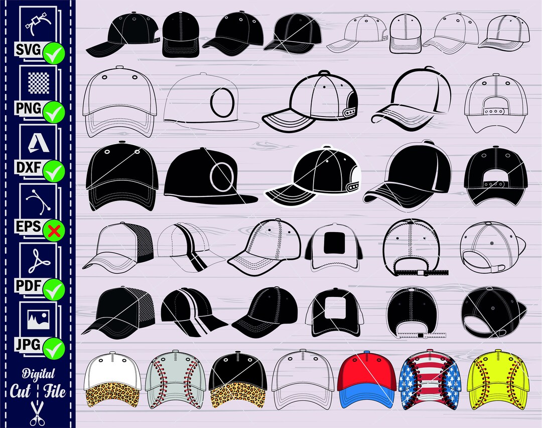 Baseball Cap SVG Files #1, Baseball Cap SVG, Baseball Cap Clipart, Cut ...