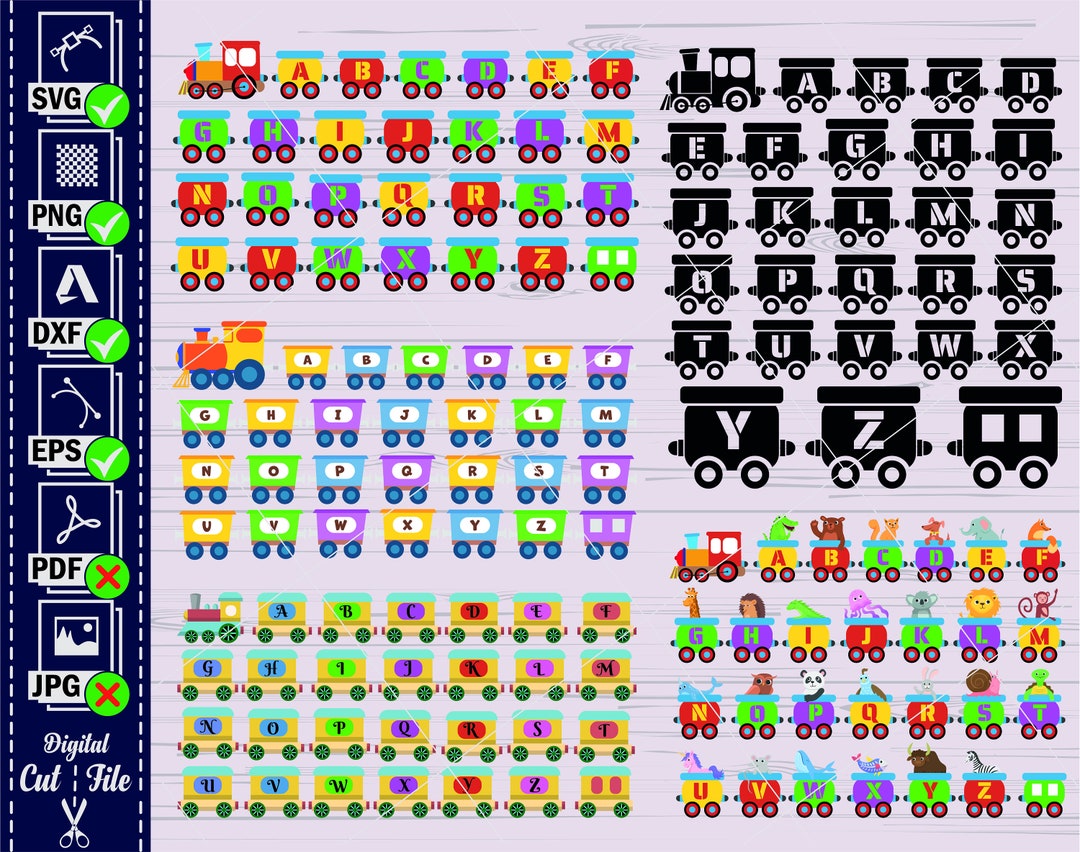 Train Alphabet SVG, Train Font SVG, Train Letters, Cricut Cut Files ...