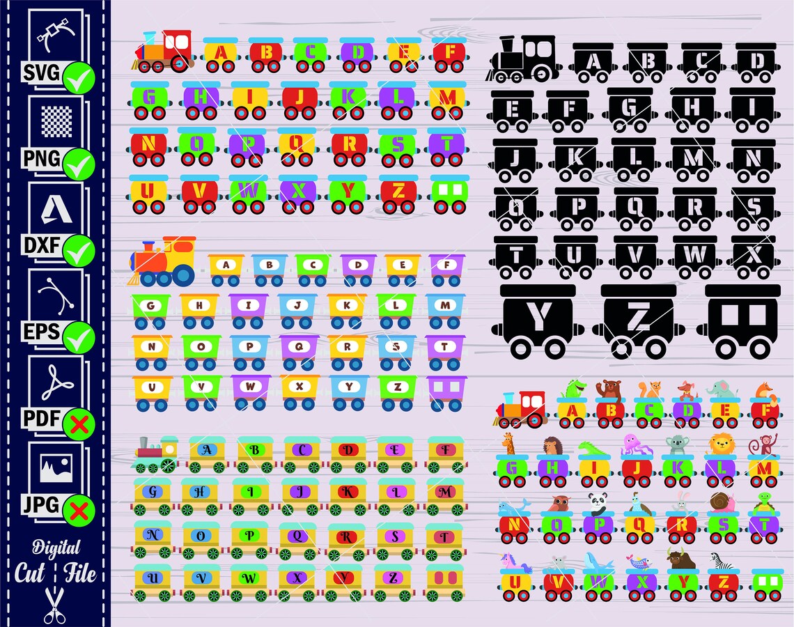 Train Alphabet SVG Font, Cut Files (png, Dxf, Eps) - Etsy