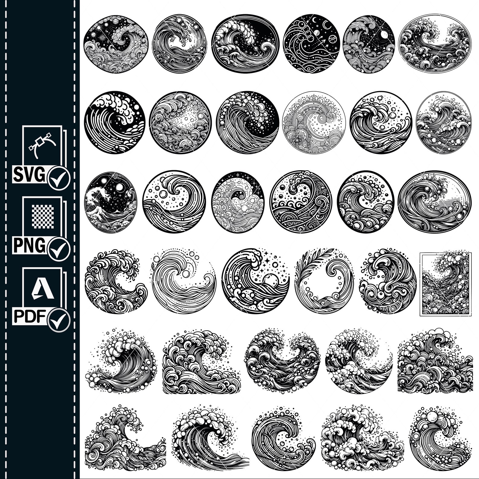 Ocean Wave SVG Bundle, Sea Clipart Designs (digital Download) - Etsy