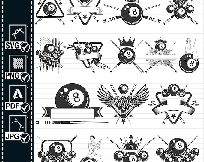 Billiards Svg Bundle, Snooker Svg, Pool Svg, Billiards Clipart, Files ...
