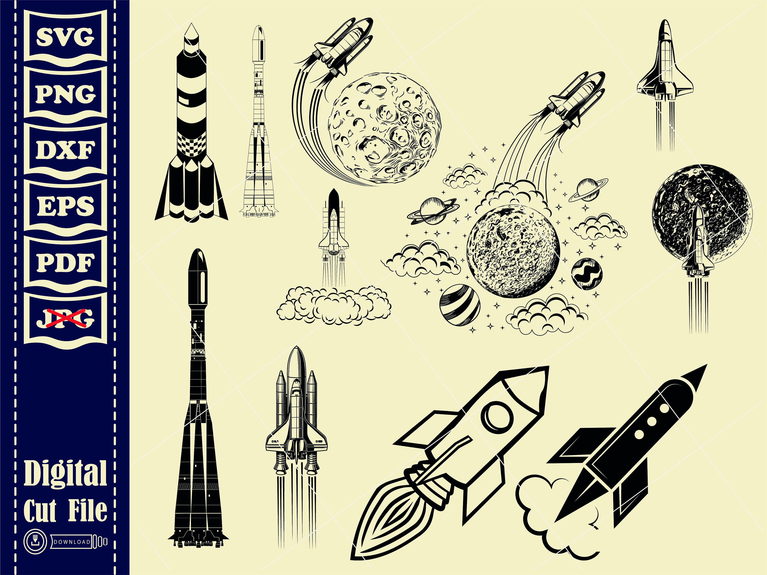 Space Rocket Launch SVG Galaxy Space SVG Bundles Rocketship | Etsy