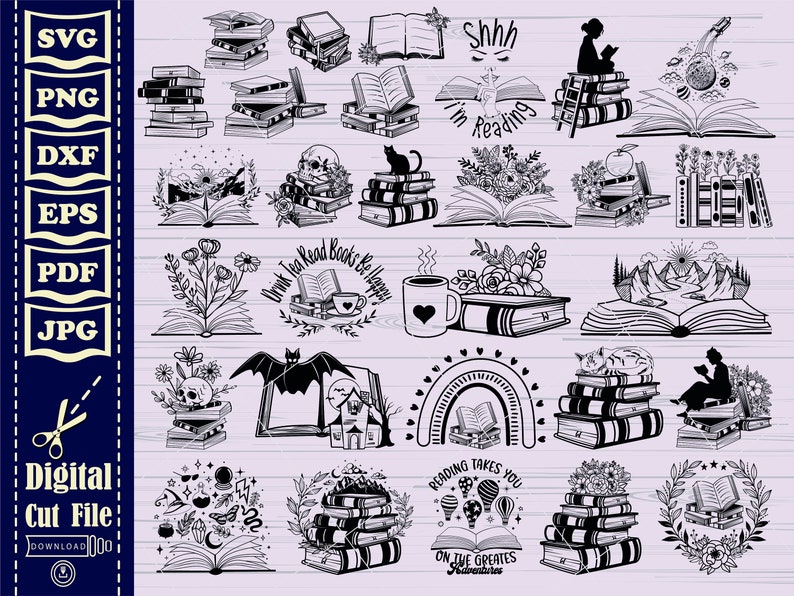 BOOKS SVG 2 Books Lover Bundle SVG Love to Read Svg - Etsy