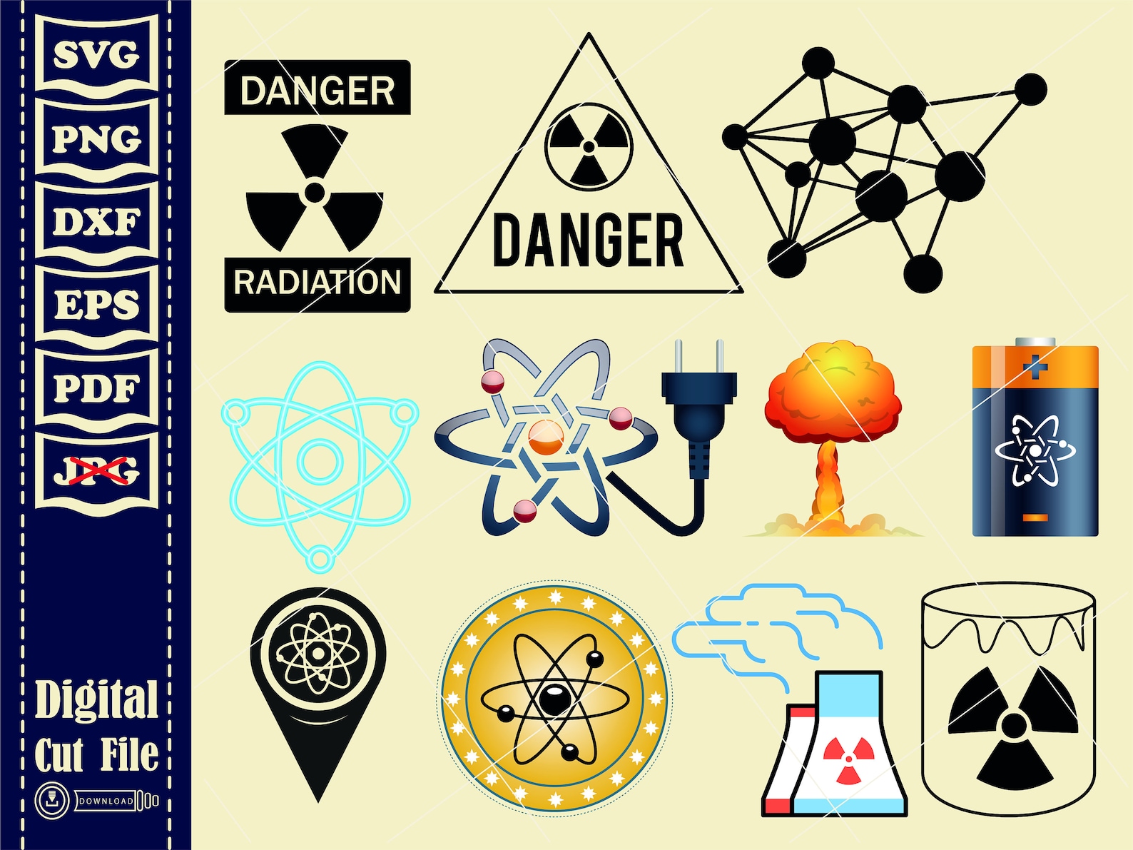 Nuclear Logo Nuclear Clipart Svg Warning / Danger Signs Svg - Etsy