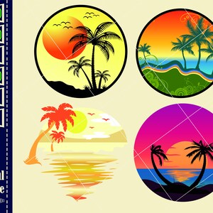 Palm Tree Svg 3 Sunset Svg Palm Beach Svg Palm Tree Sunset - Etsy