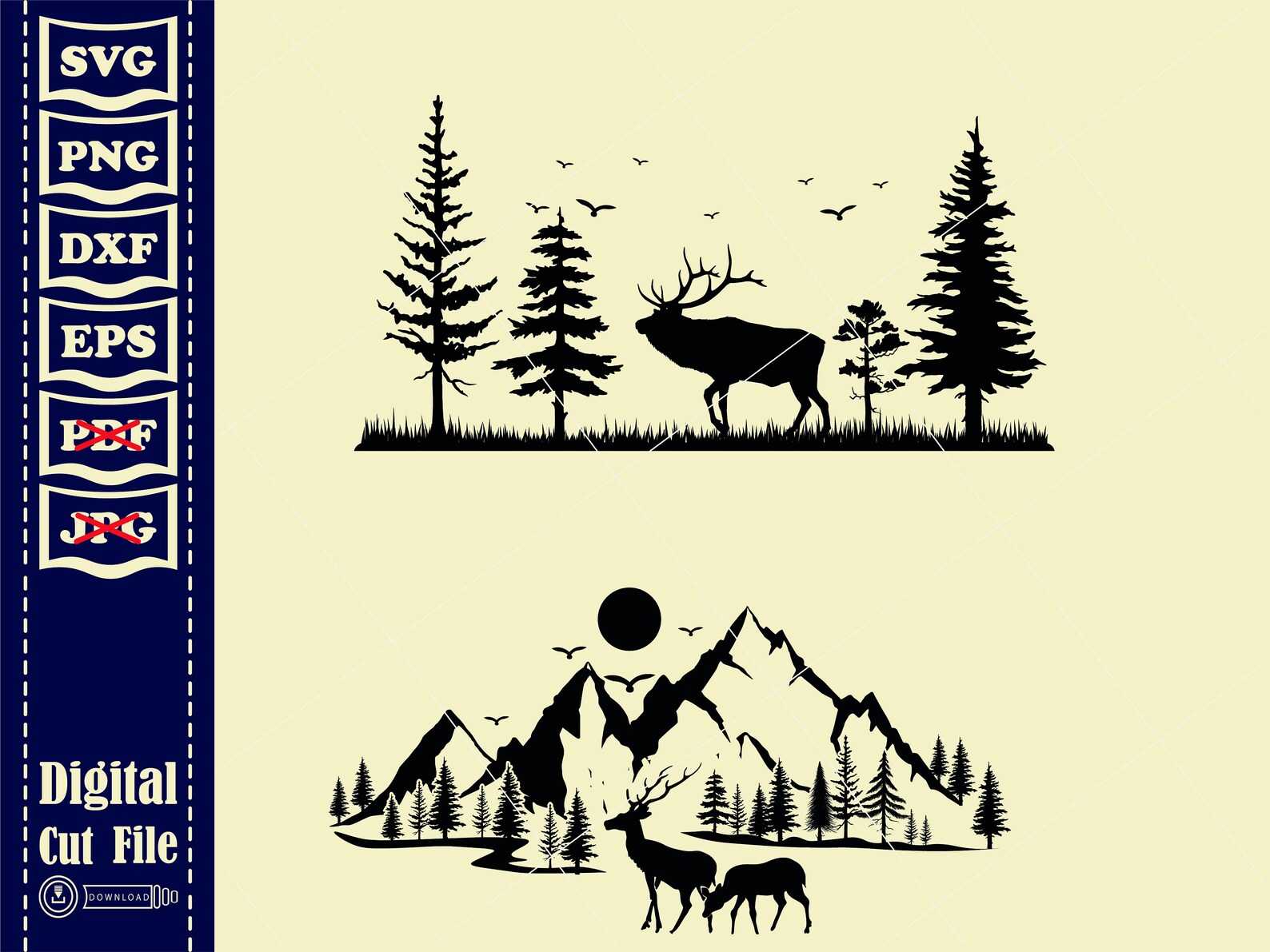 Moose in Forest Svg Moose Svg Moose Scene Svg Forest Scene - Etsy