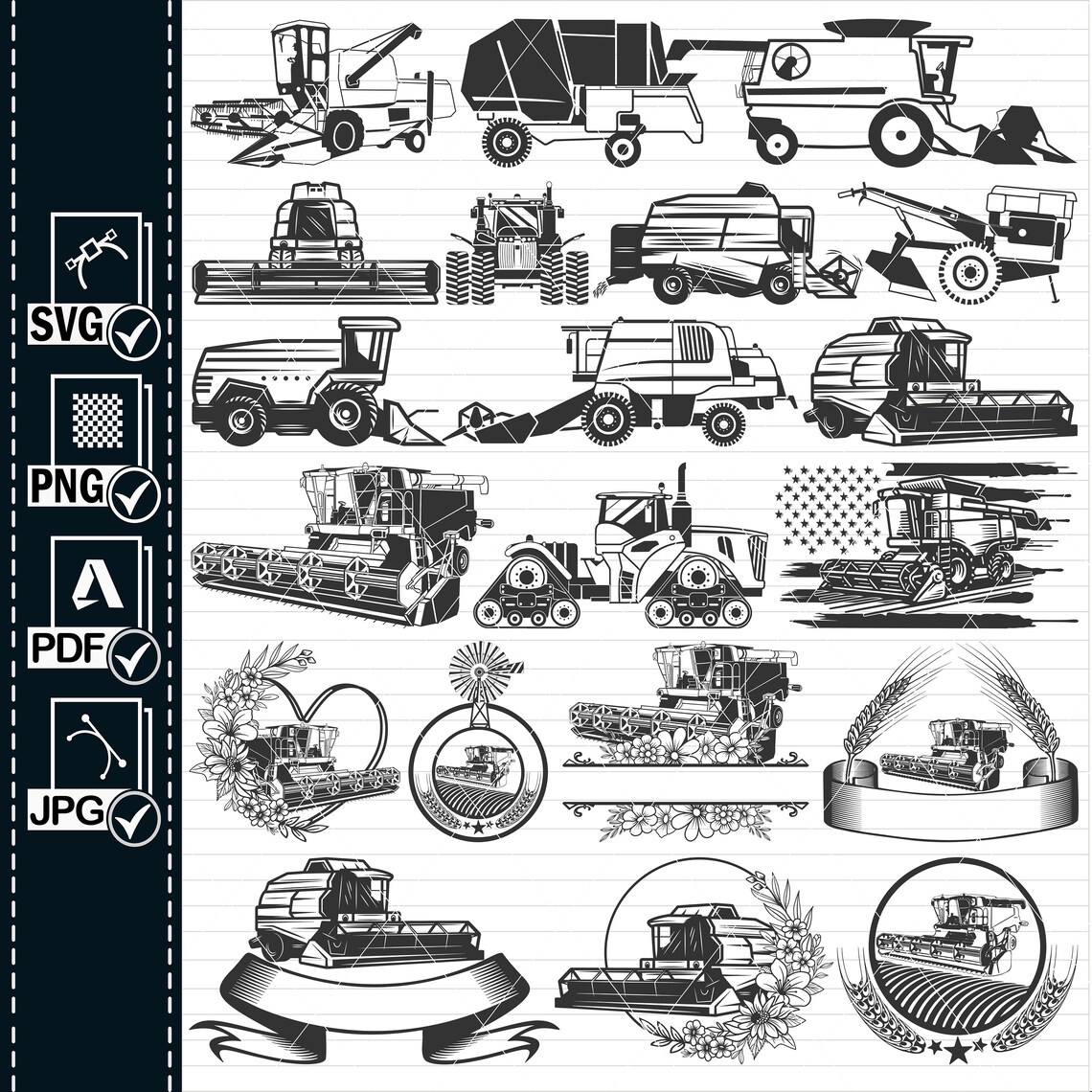 Combine Harvester SVG Bundle, Farm Clipart (digital Files) - Etsy